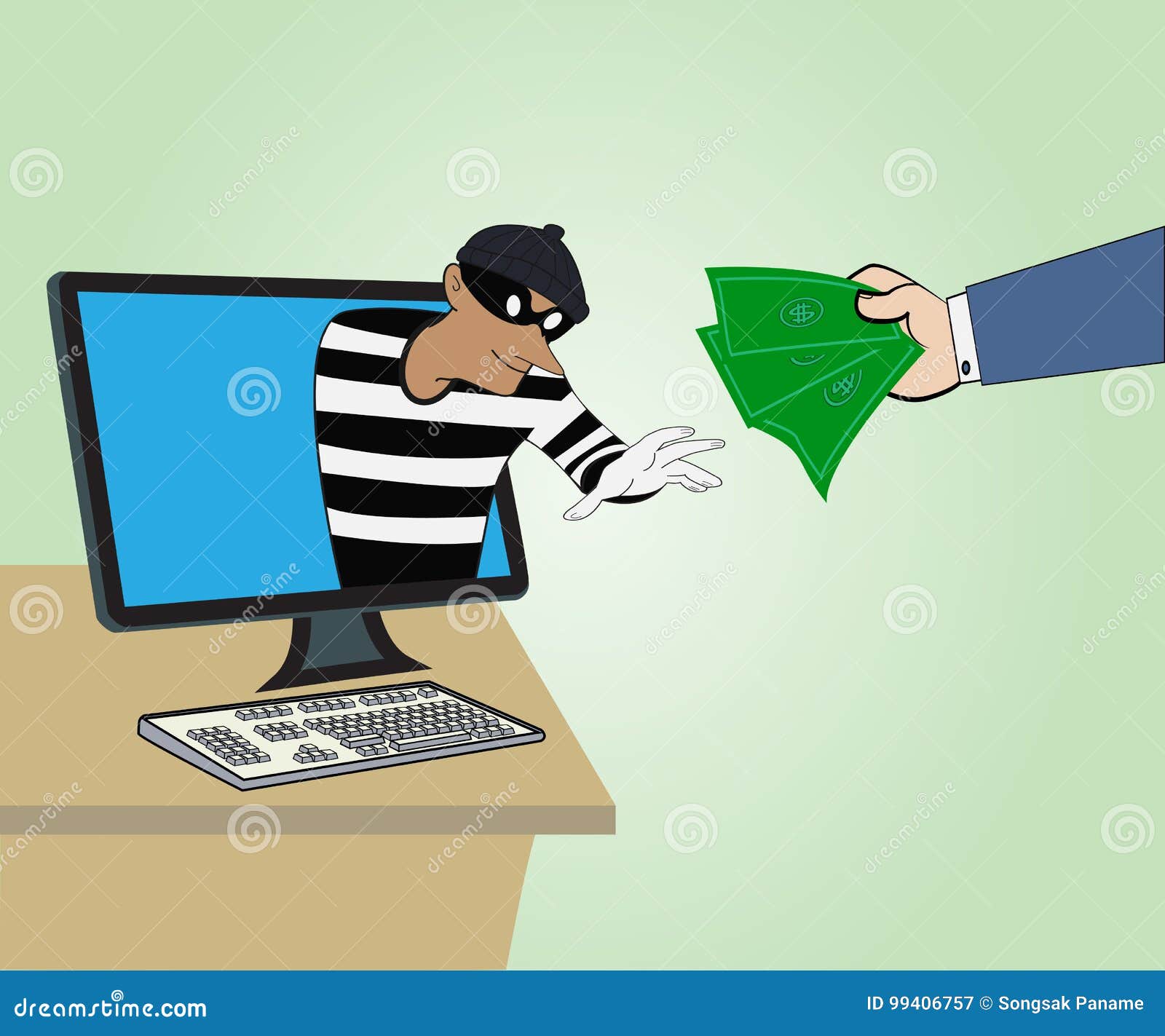 Thief through the Internet from Computer Stock Vector - Illustration of ...