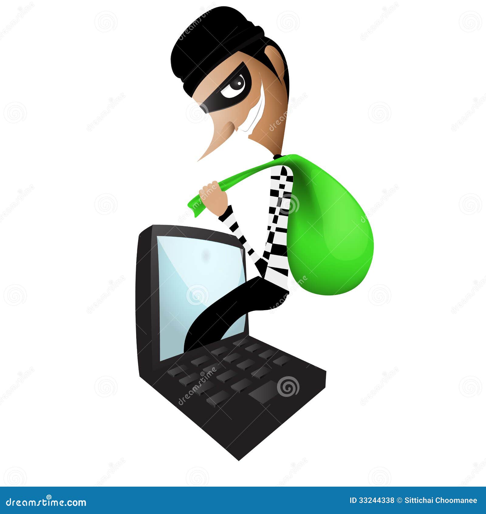Thief through the Internet stock vector. Illustration of computer ...