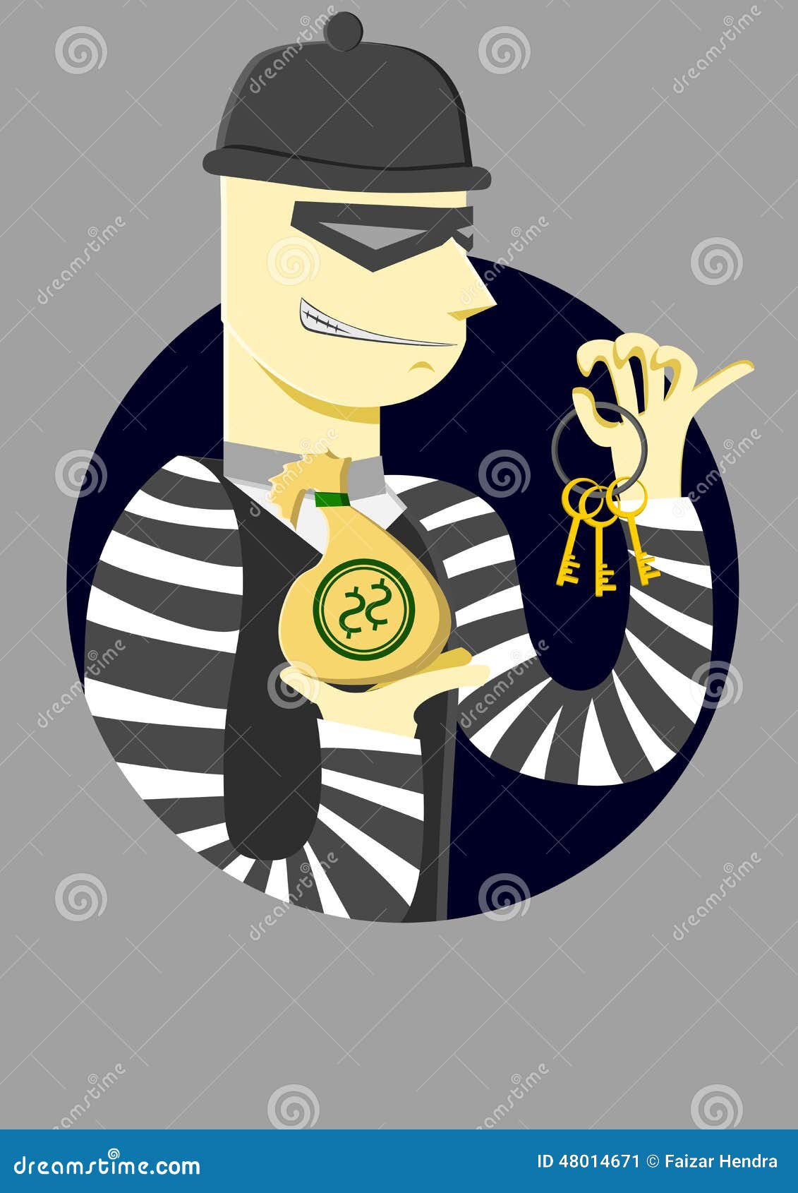 The thief with a key stock vector. Illustration of money - 48014671
