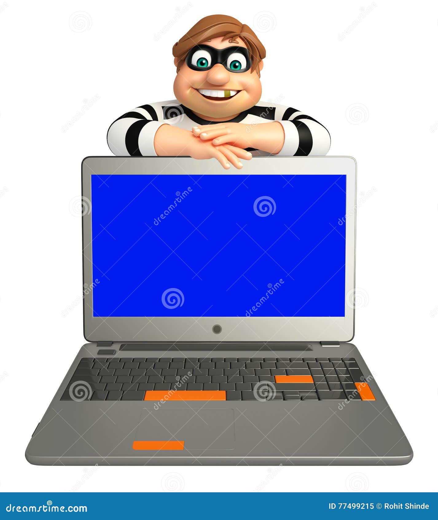 Thief with Laptop stock illustration. Illustration of hacker - 77499215