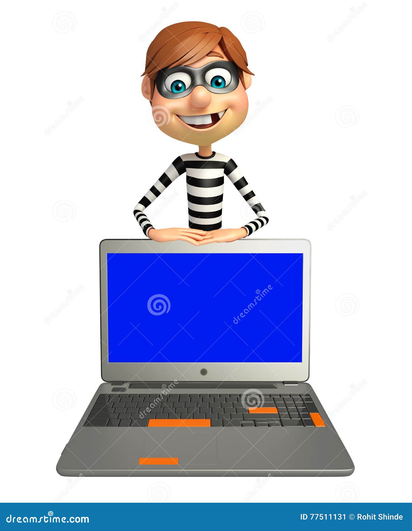 Thief with Laptop stock illustration. Illustration of bandit - 77511131