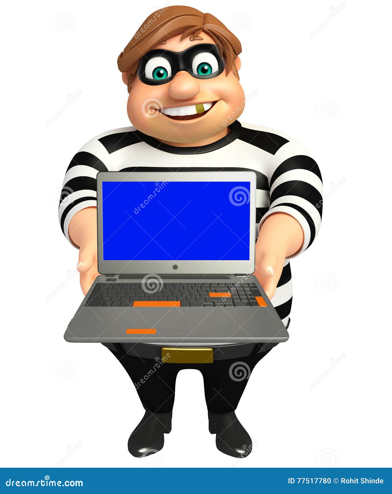 Thief with Laptop stock illustration. Illustration of loafer - 77517780