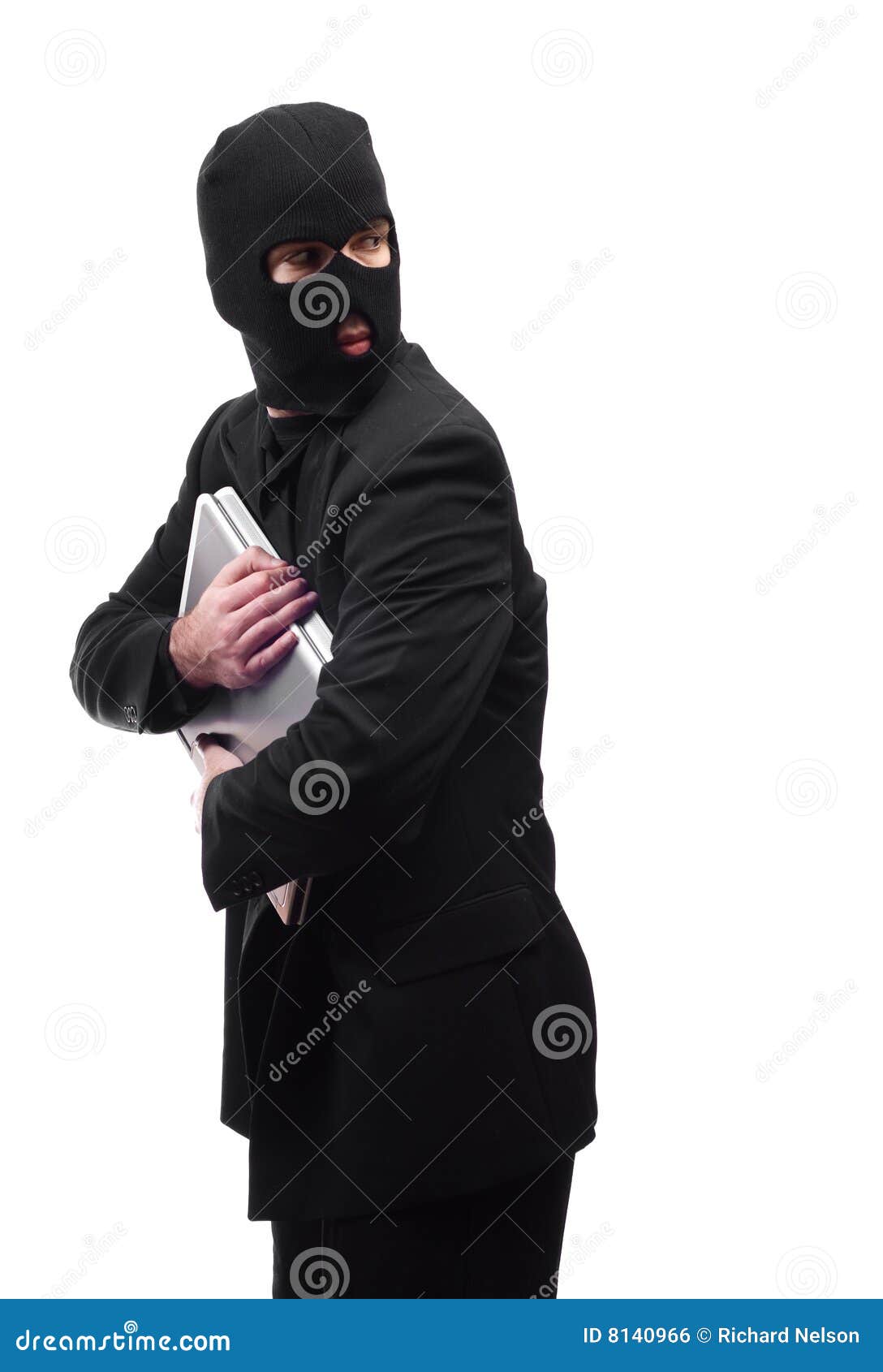 Thief Looking Over Shoulder Stock Photo - Image of burglar, hacker: 8140966