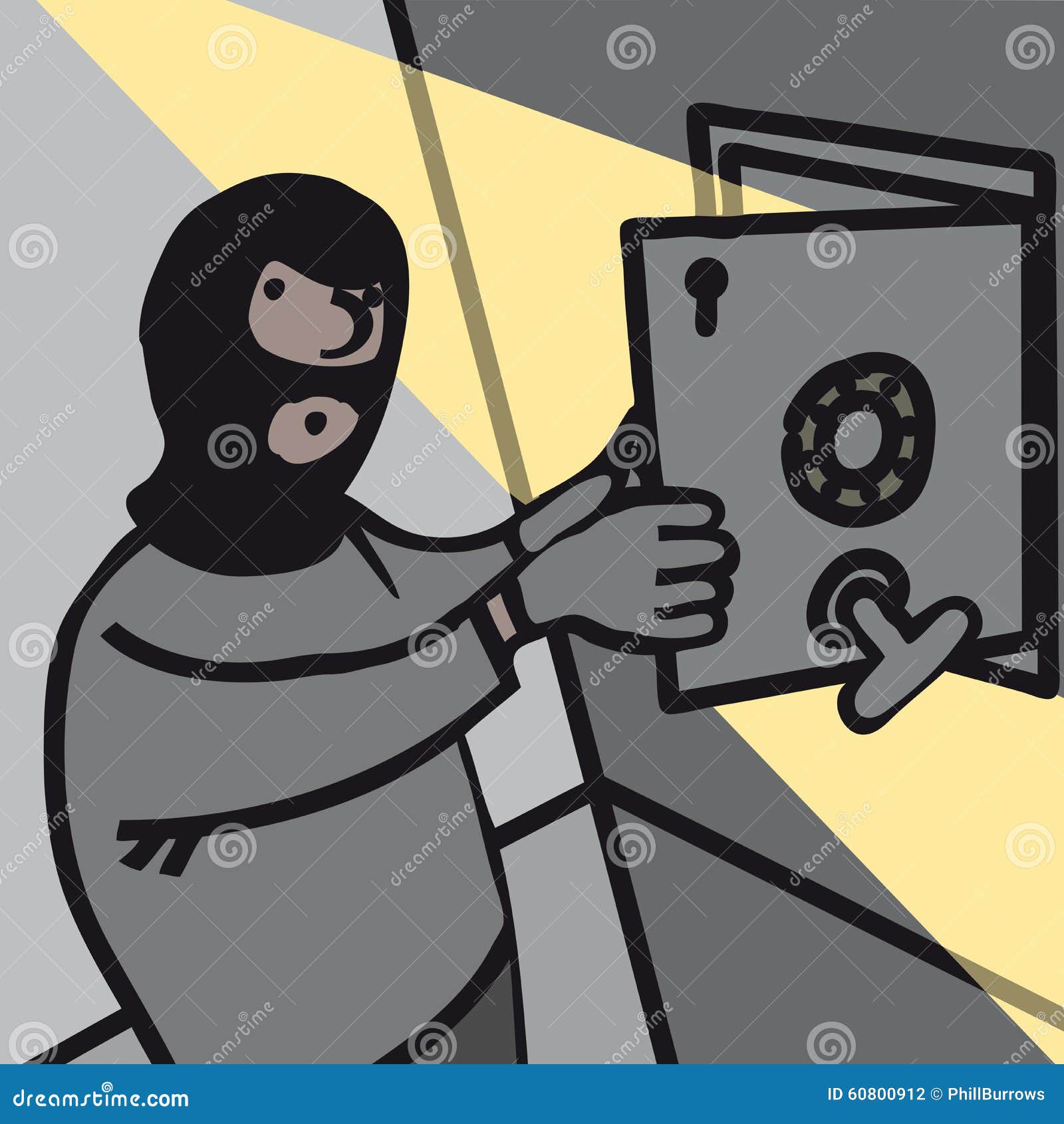Thief Opening Vault , Vector Cartoon Stick Figure Illustration ...