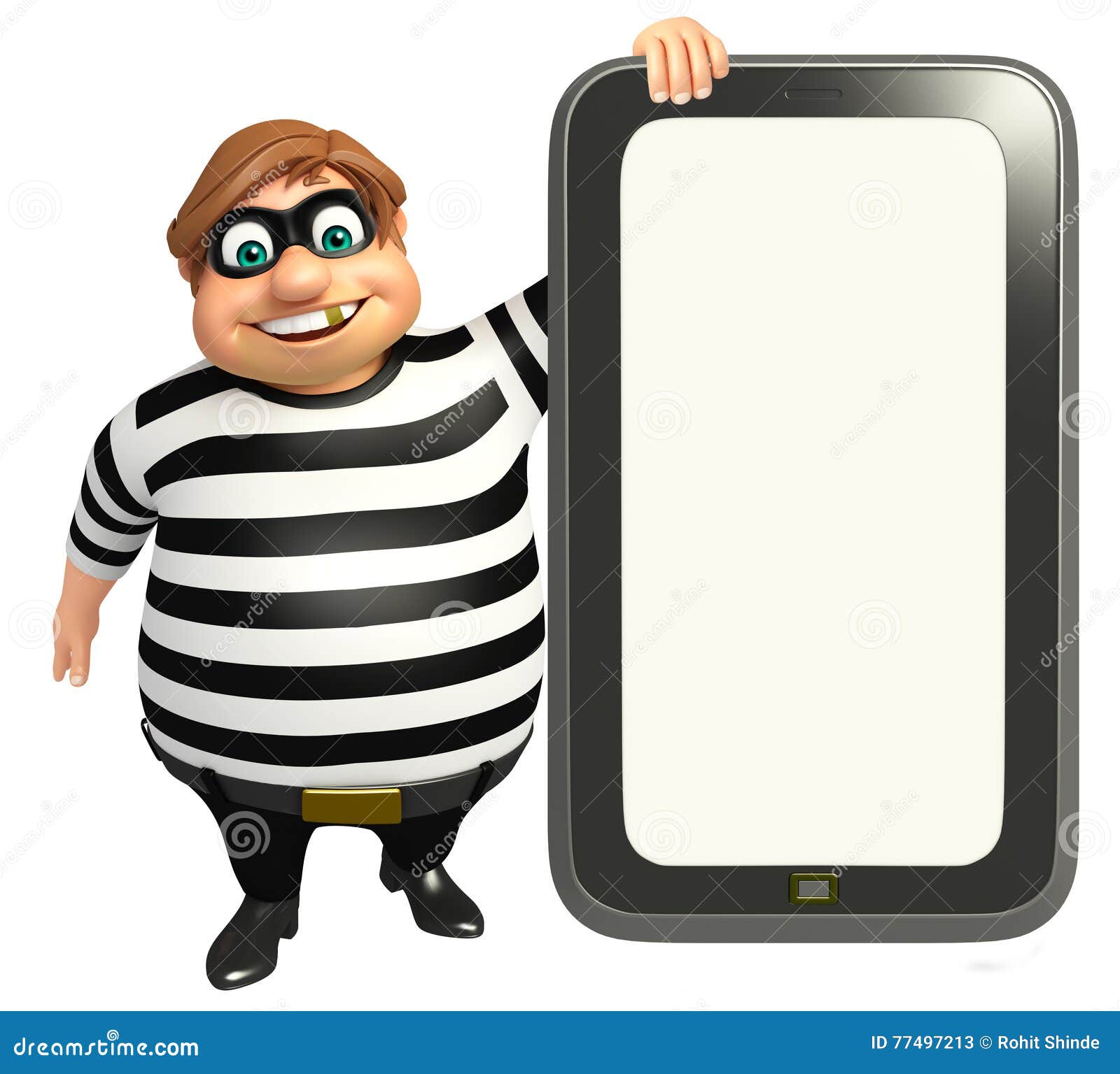 Thief with Mobile stock illustration. Illustration of business - 77497213