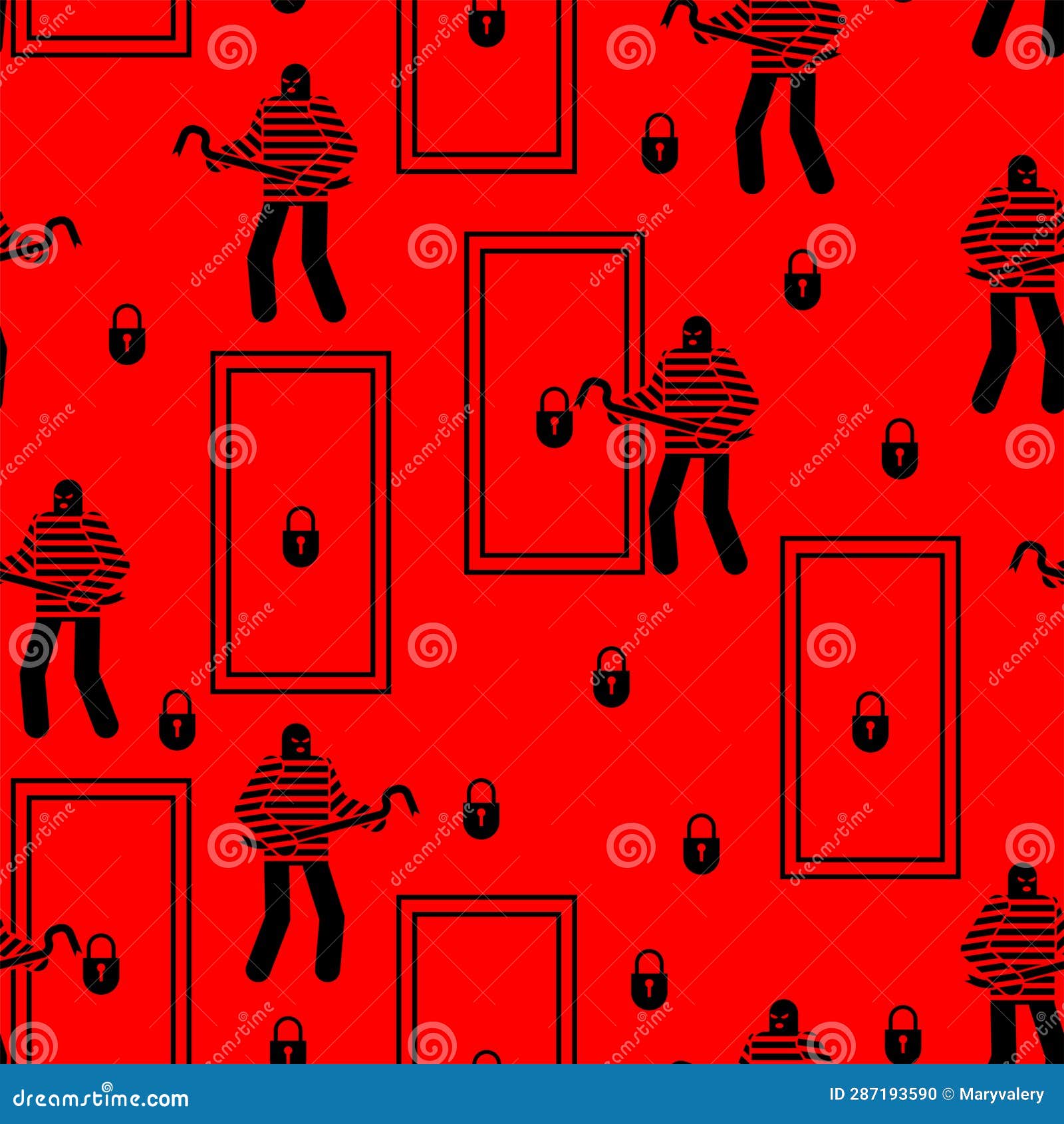 Thief with Nail Puller Pattern Seamless. Robber Background Stock Vector ...