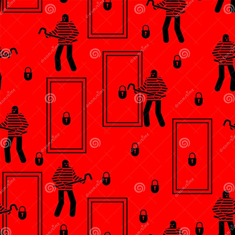 Thief with Nail Puller Pattern Seamless. Robber Background Stock Vector ...