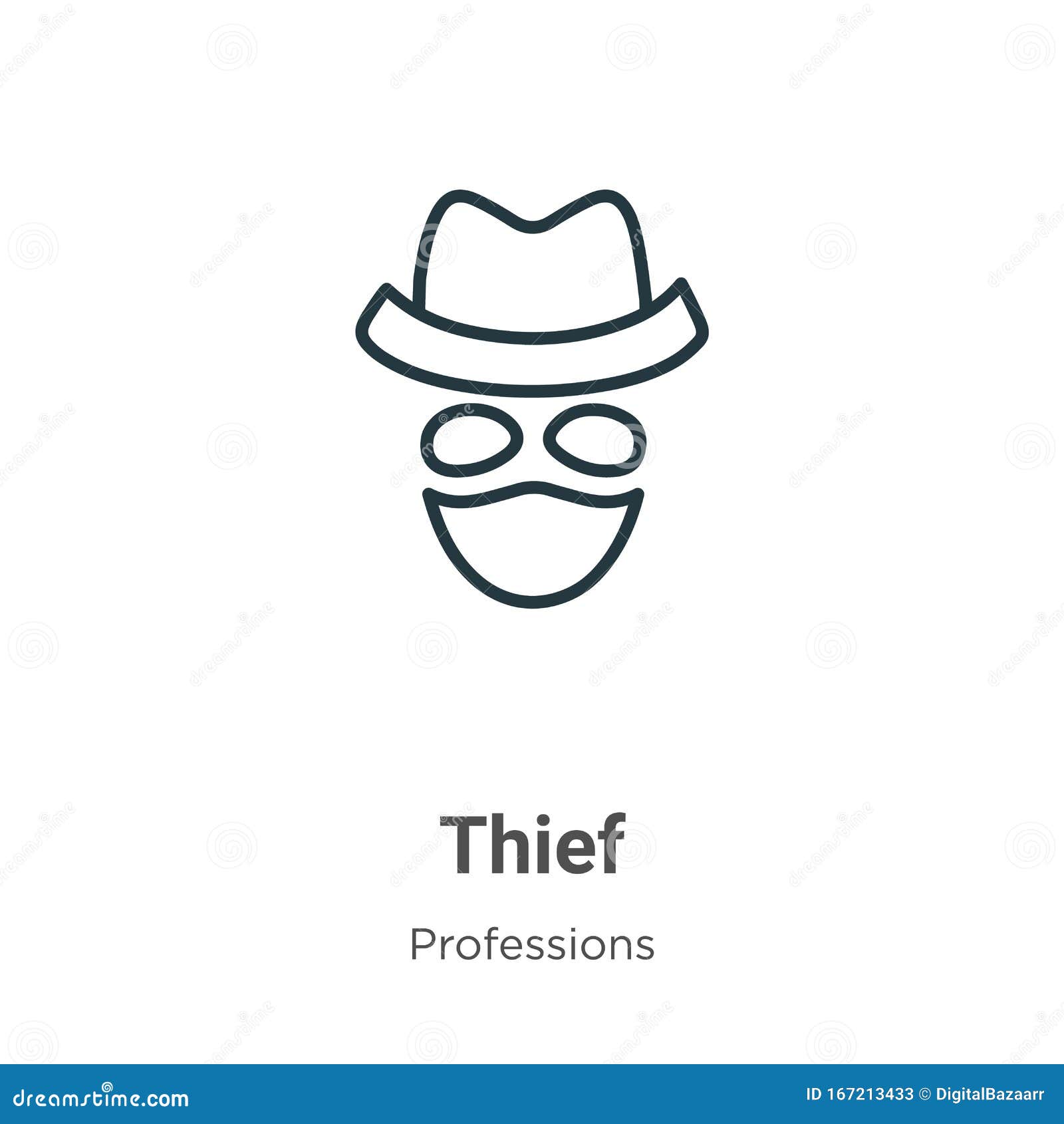 Thief Outline Vector Icon. Thin Line Black Thief Icon, Flat Vector ...
