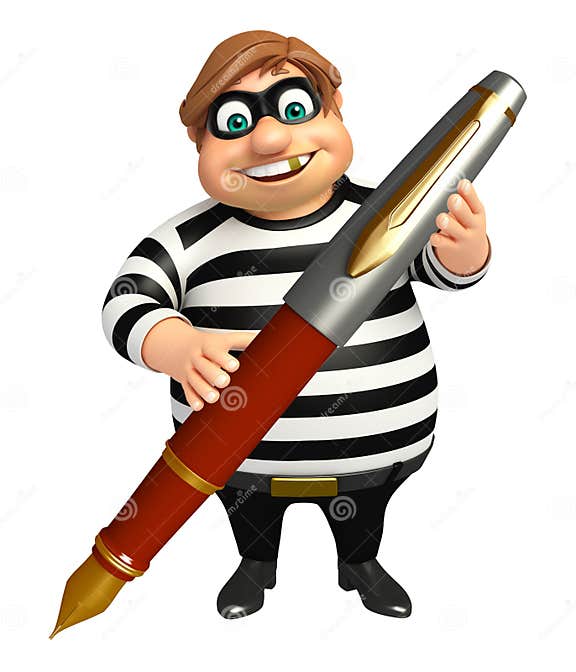 Thief with Pen stock illustration. Illustration of money - 77512548