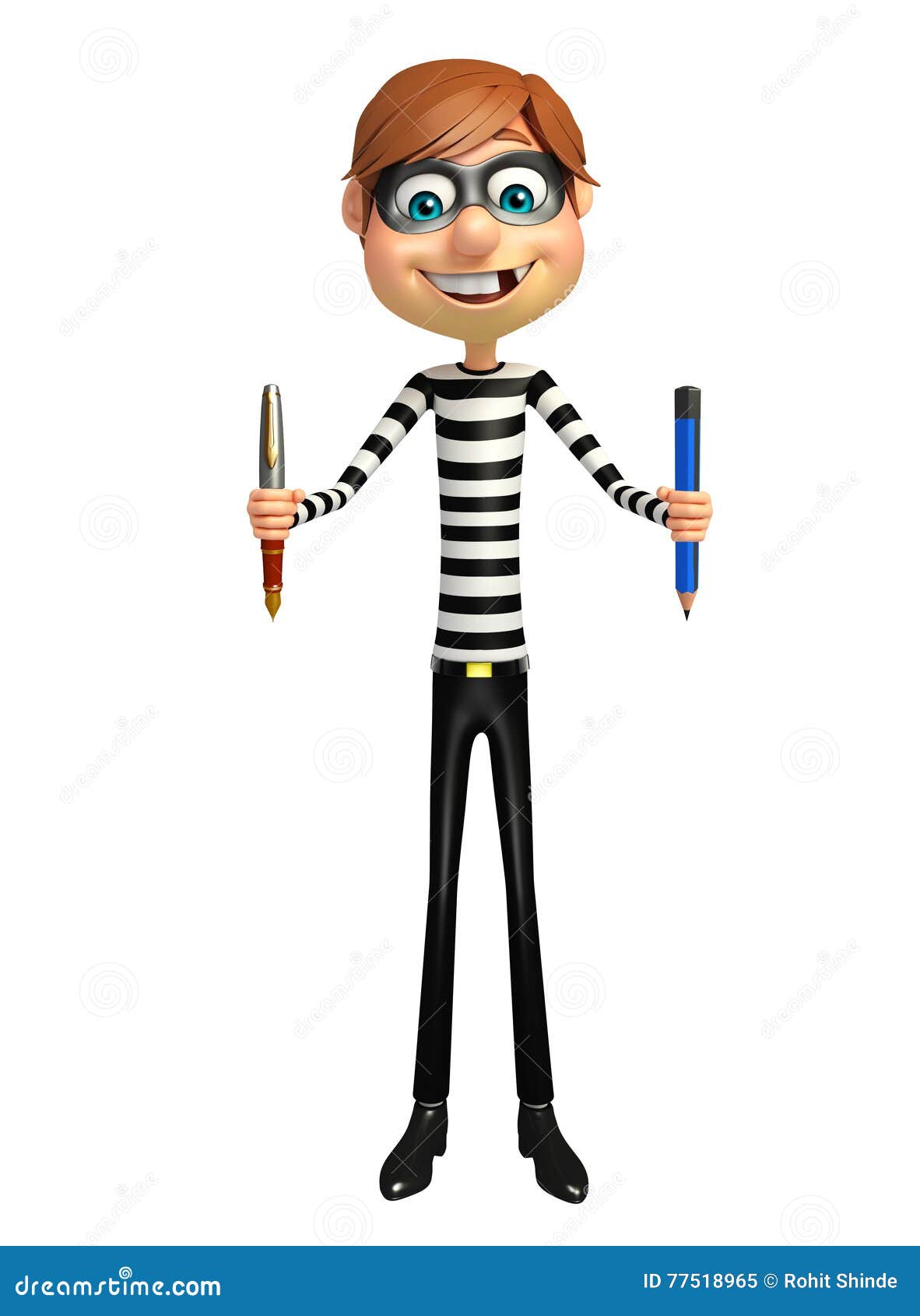 Thief with pen and pencil stock illustration. Illustration of business ...