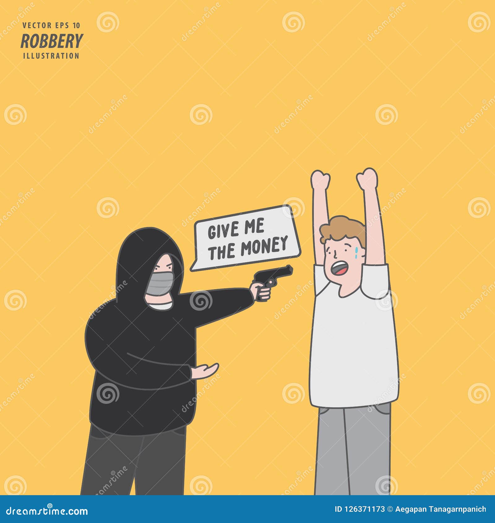 The Thief Rob a Man with Handgun Illustration Vector. Criminal C Stock ...