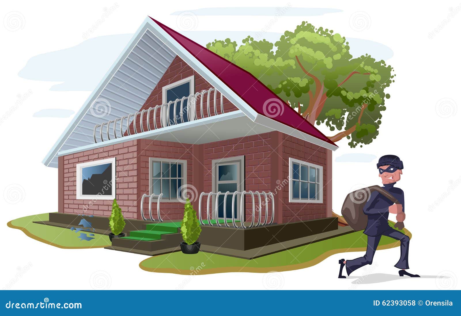 Thief Robbed Country House. Property Insurance Stock Vector ...