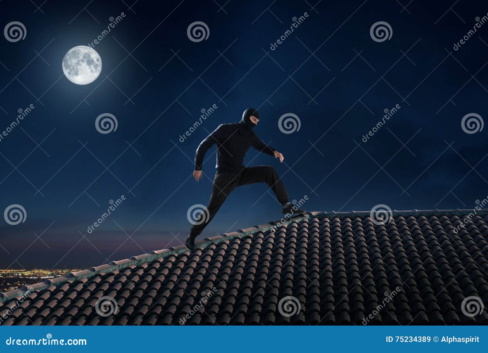 Thief on the roof stock image. Image of alarm, camouflage - 75234389