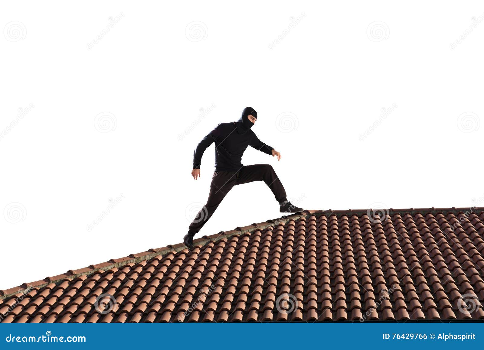 Thief on the roof stock photo. Image of burglar, security - 76429766
