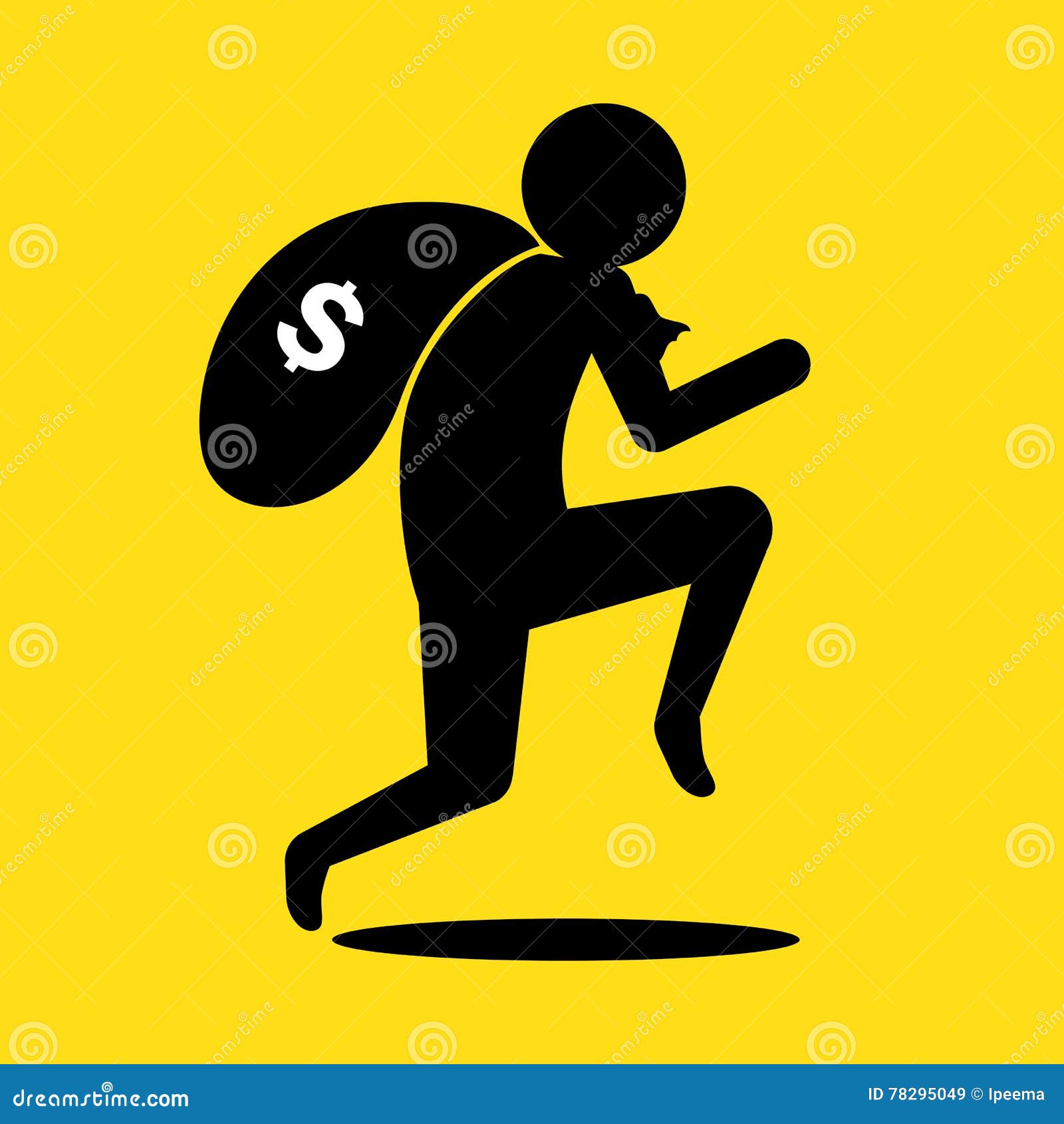 Thief Run with Bag of Money Stock Illustration - Illustration of money ...