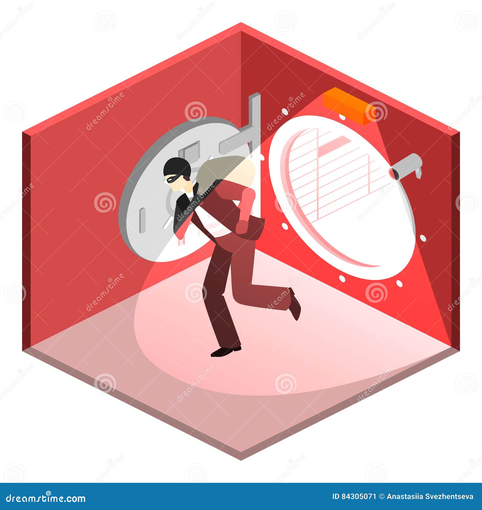 Thief Running Out of a Bank Vaul. Stock Illustration - Illustration of ...