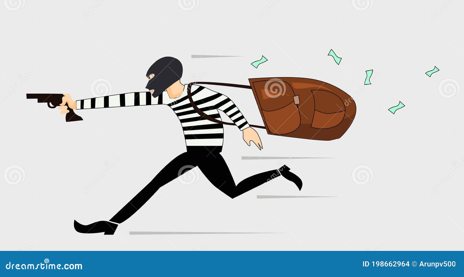 A Thief Running Wit Gun and Bag .vector Illustration Stock Vector ...