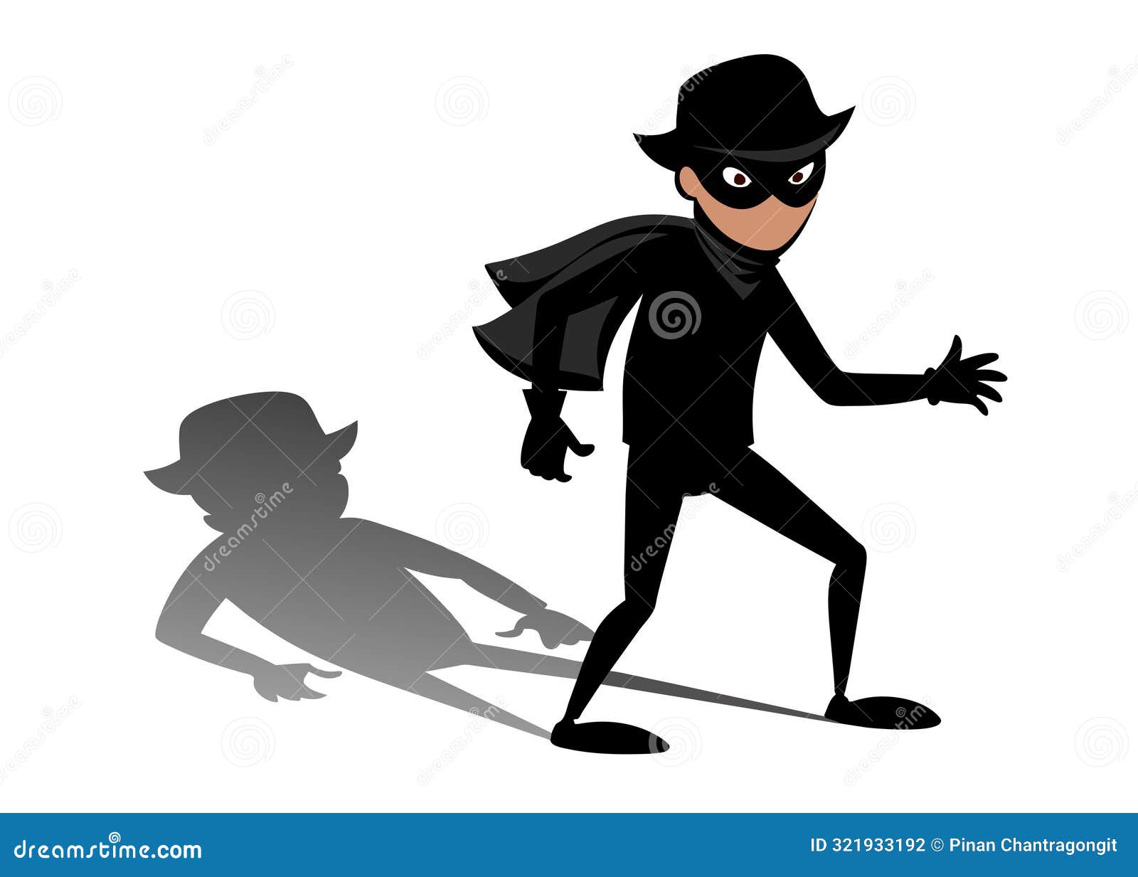 Thief Silhouette and Shadow-001 Stock Vector - Illustration of mask ...