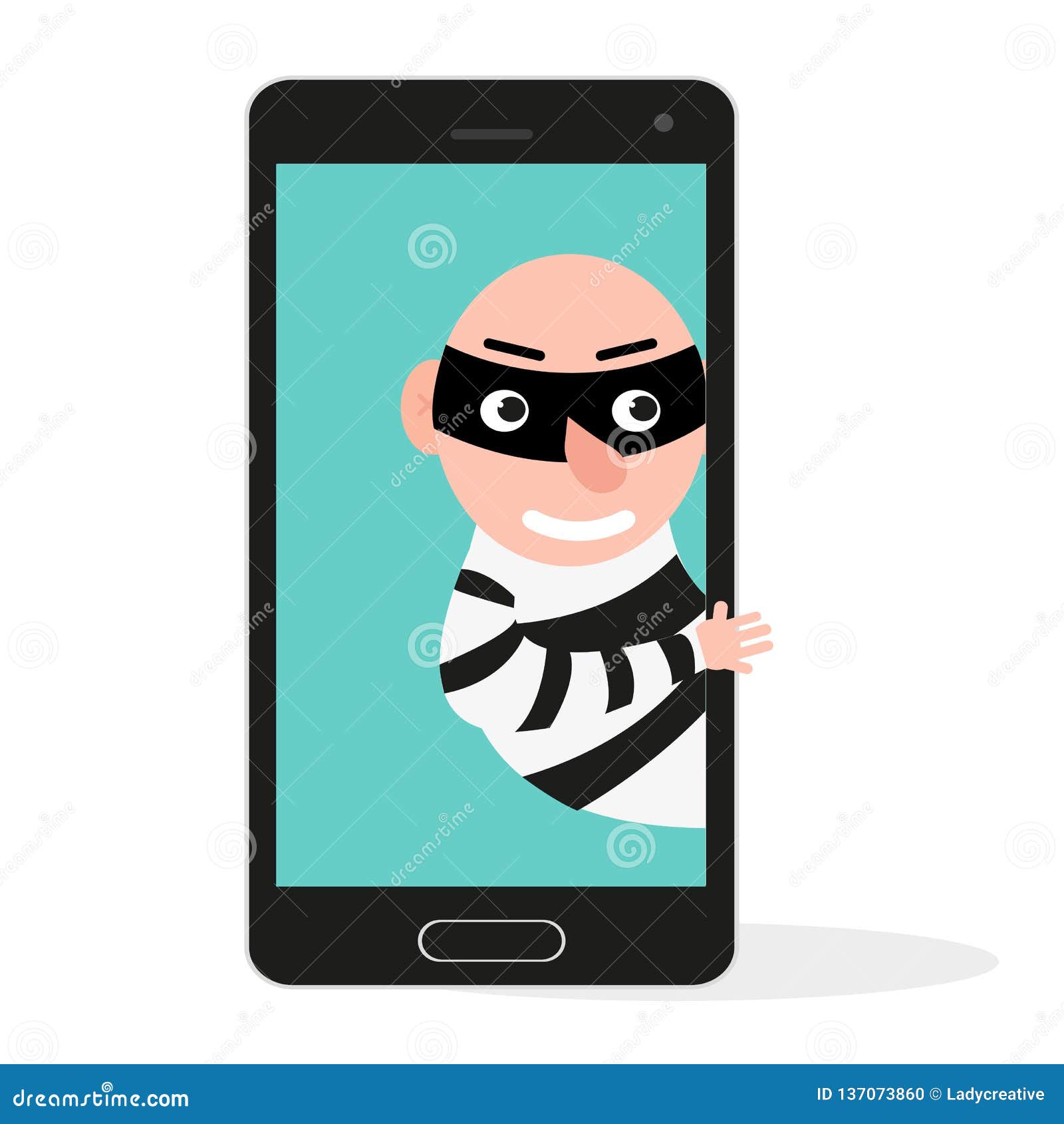 Spyware Mobile Phone, Thief Vector Stock Vector - Illustration of ...