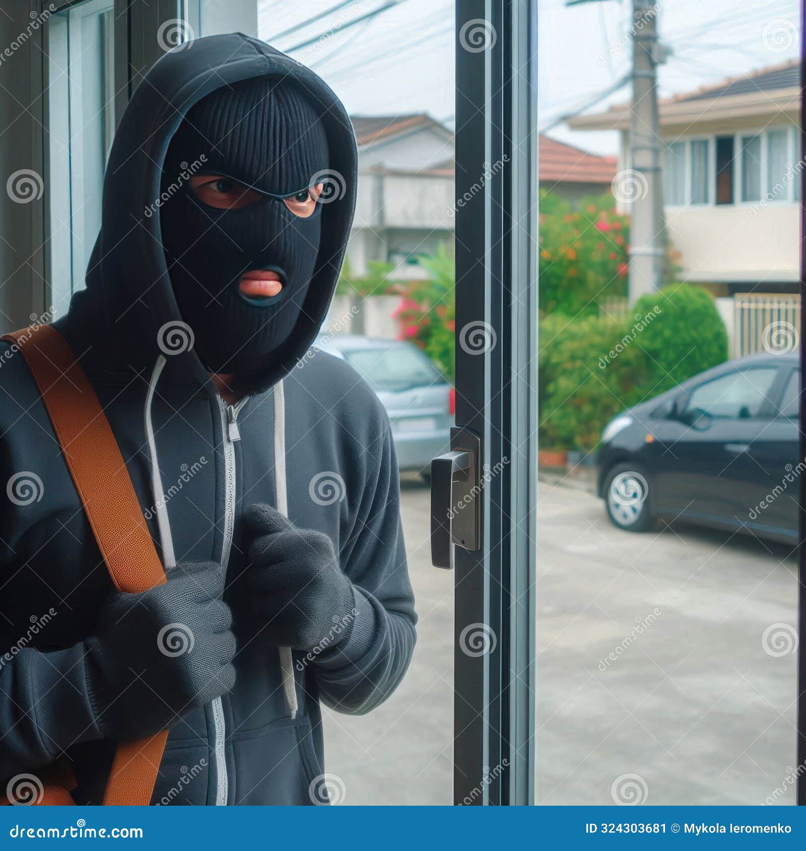 A Thief Standing Inside the House by the Window. Stock Illustration ...