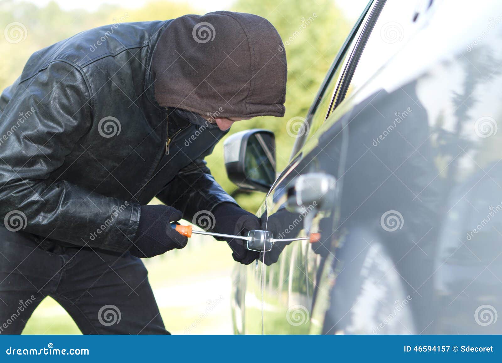Thief stealing a car stock illustration. Illustration of face - 46594157