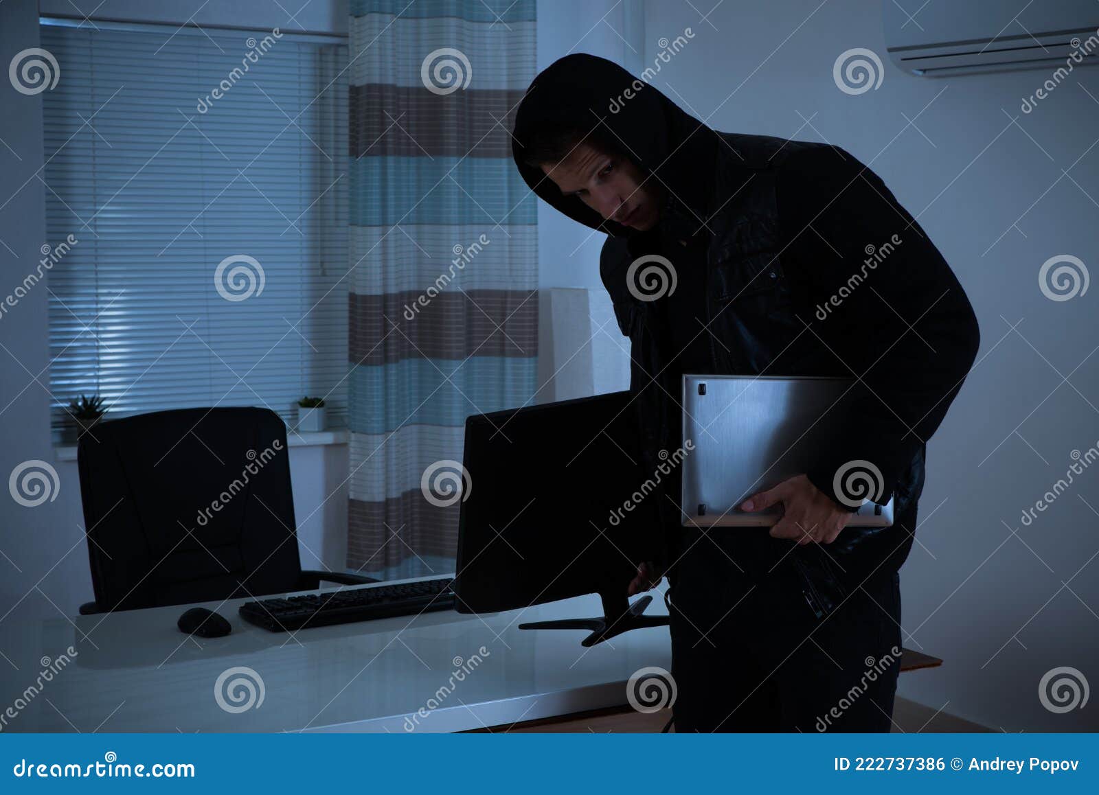 Thief Stealing Computer and Laptop Stock Photo - Image of burglar ...