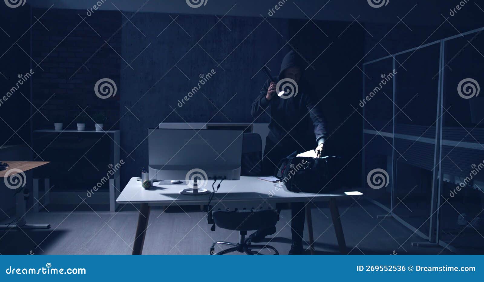 Thief Stealing Computer from Office Stock Photo - Image of steal ...