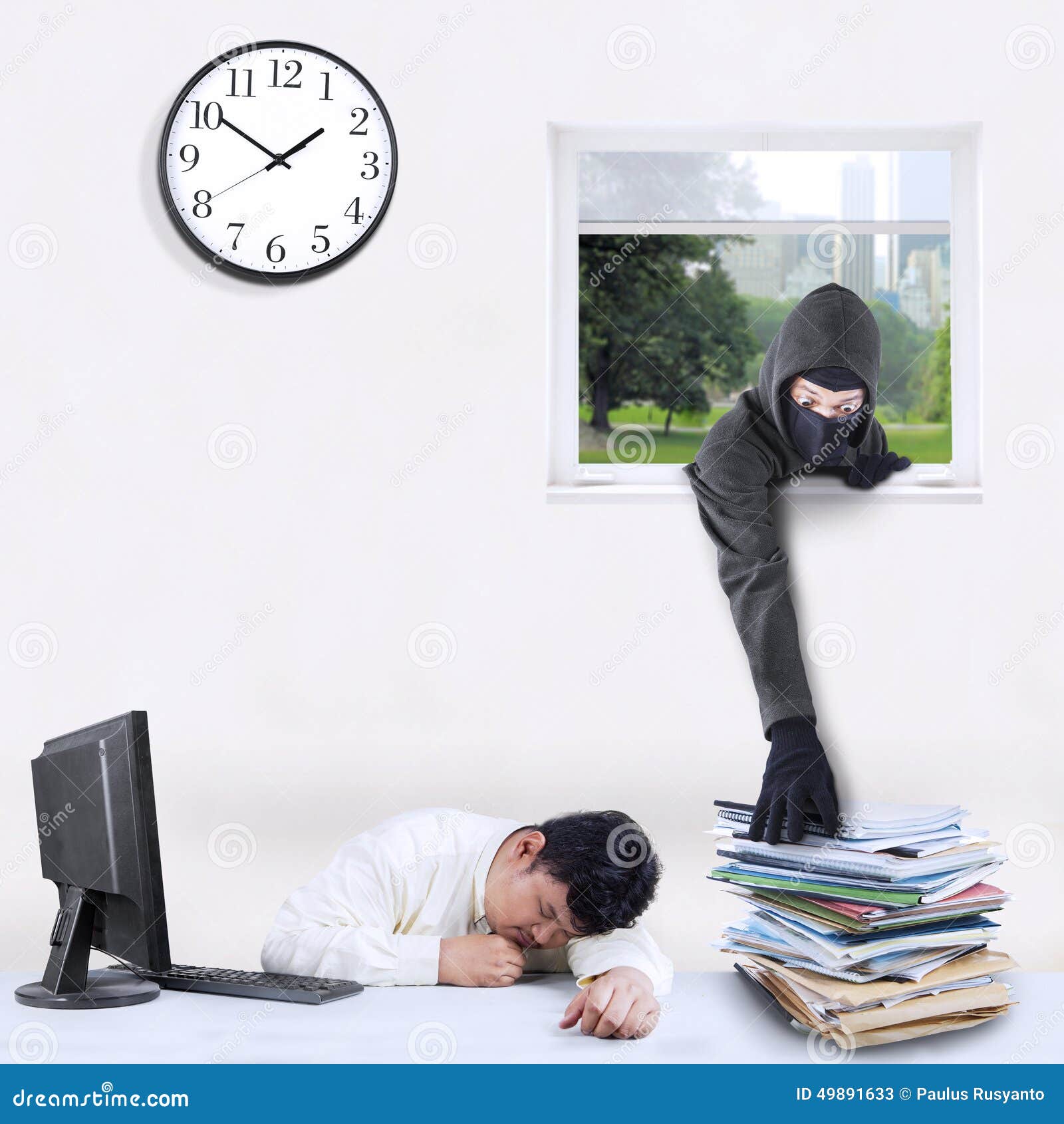 Thief Stealing Document In Office Stock Image - Image: 49891633