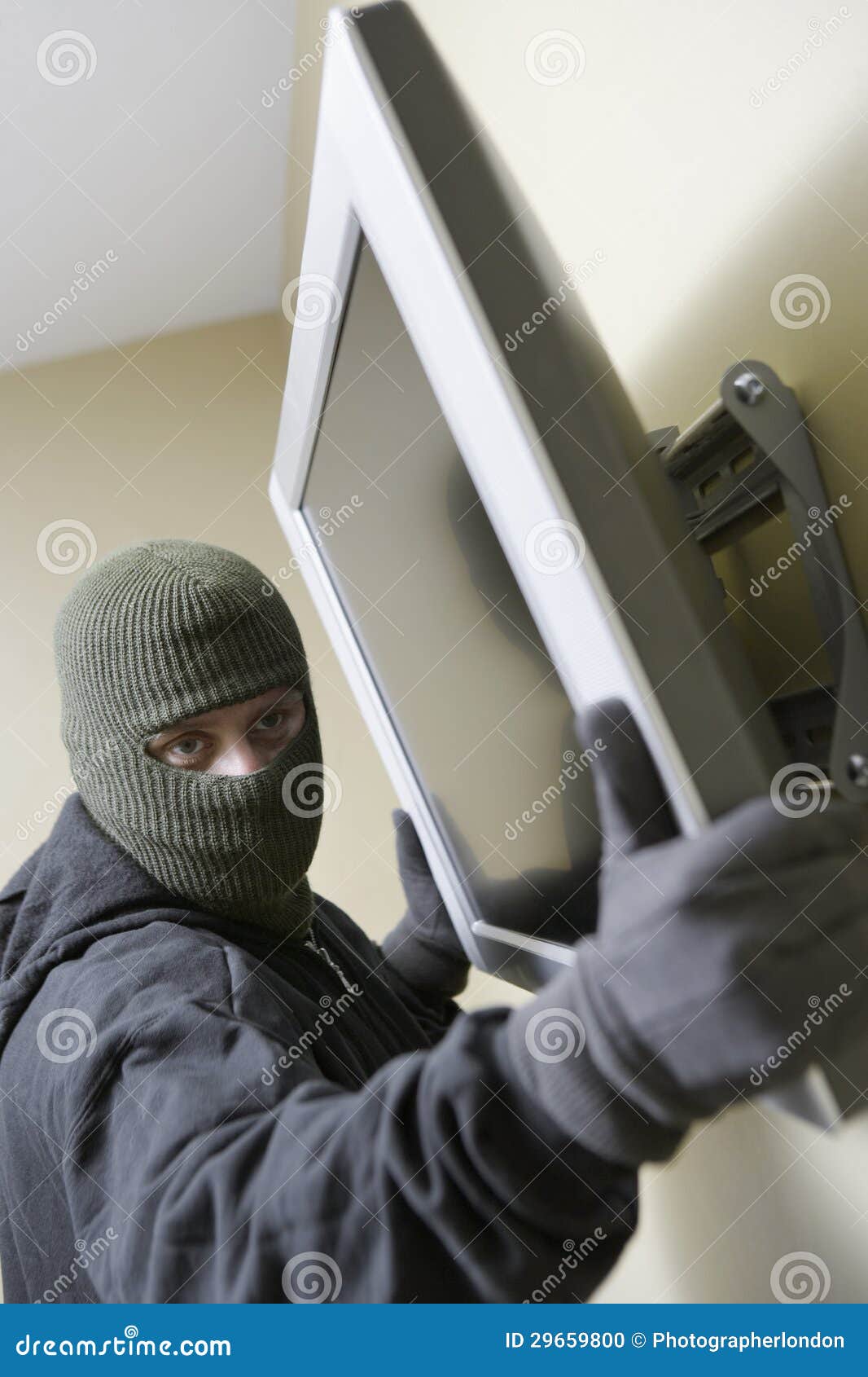 Thief Stealing Flat Screen Television Stock Photo - Image of adult ...