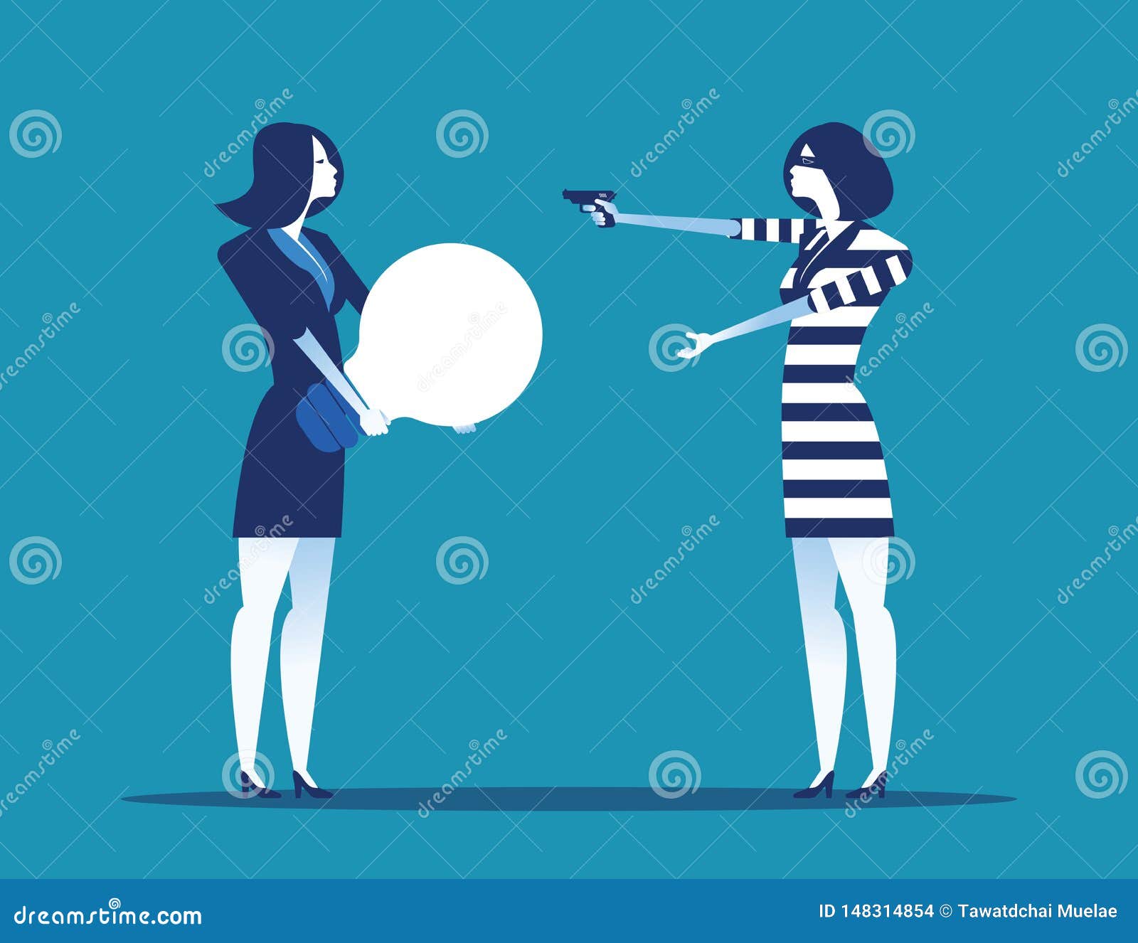 Thief Stealing Ideas from Business Person. Concept Business Vector ...