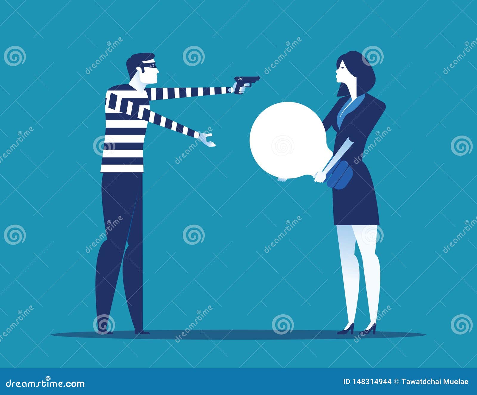 Thief Stealing Ideas from Business Person. Concept Business Vector ...