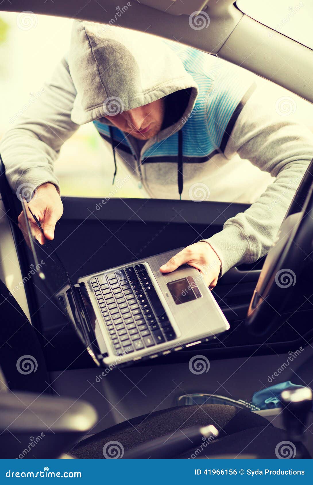 Thief Stealing Laptop from the Car Stock Photo - Image of safety ...