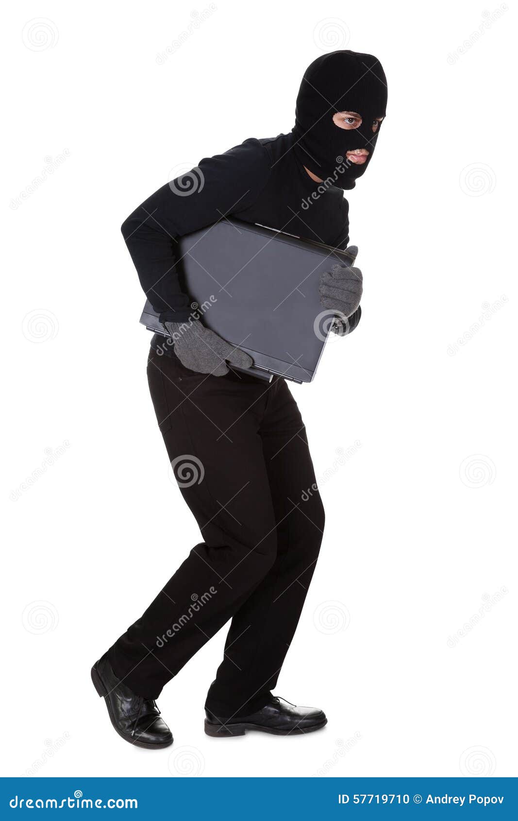 Thief Stealing a Laptop Computer Stock Photo - Image of burglary ...