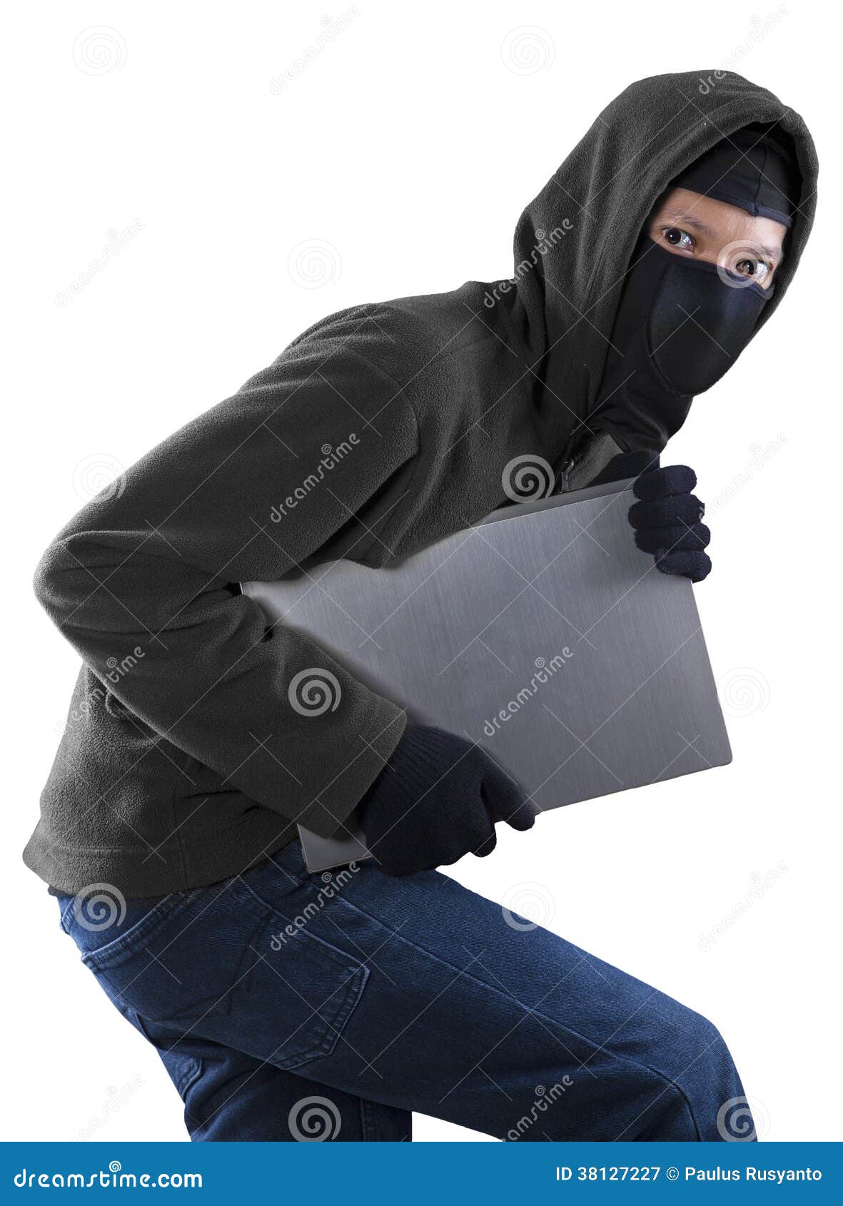 Thief Stealing a Laptop Computer Stock Image - Image of laptop, escape ...