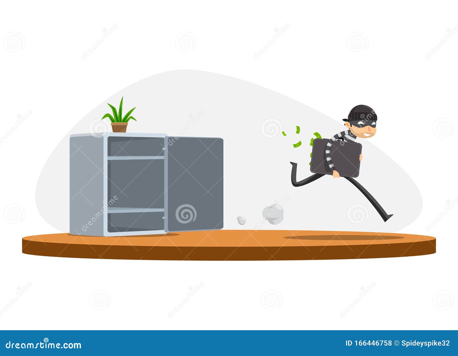 A Thief is Stealing from the Safe Box. Isolated Vector Illustration ...