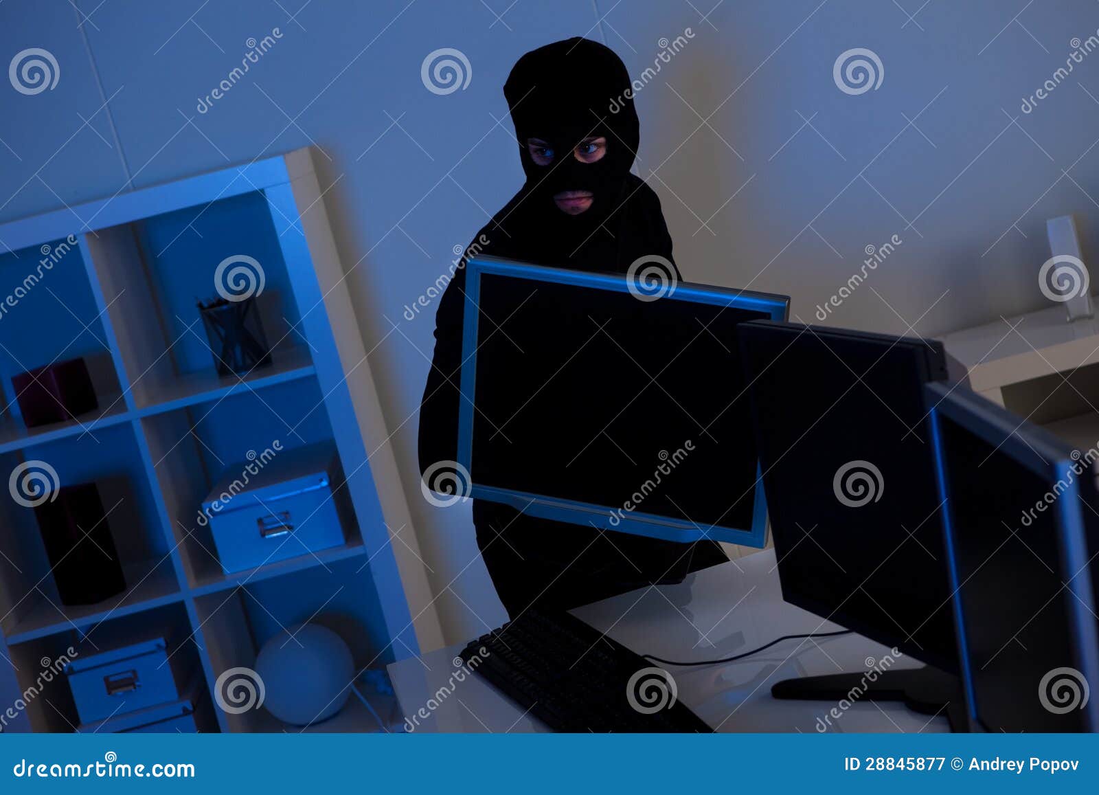 Thief steeling a computer stock image. Image of robber - 28845877