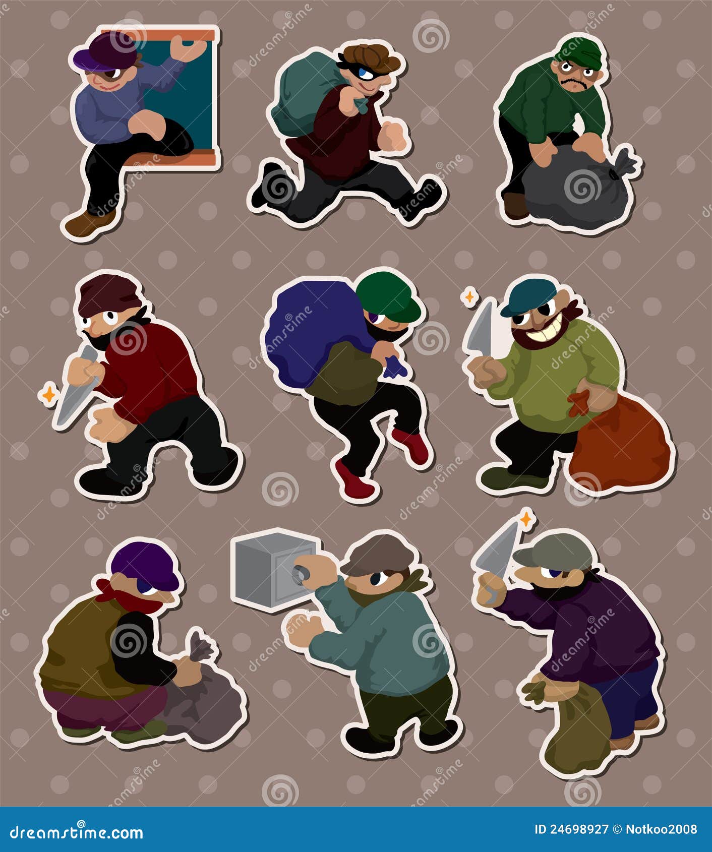 Thief stickers stock vector. Illustration of clip, criminal - 24698927