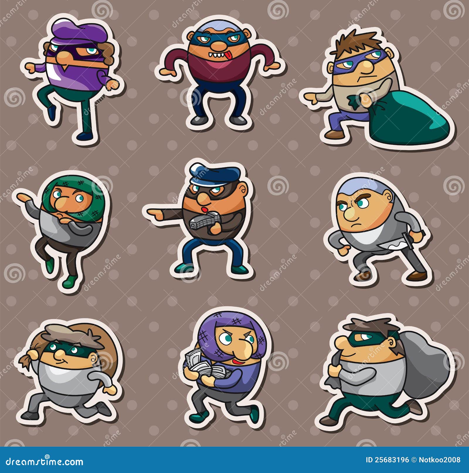 Thief stickers stock vector. Illustration of object, money - 25683196