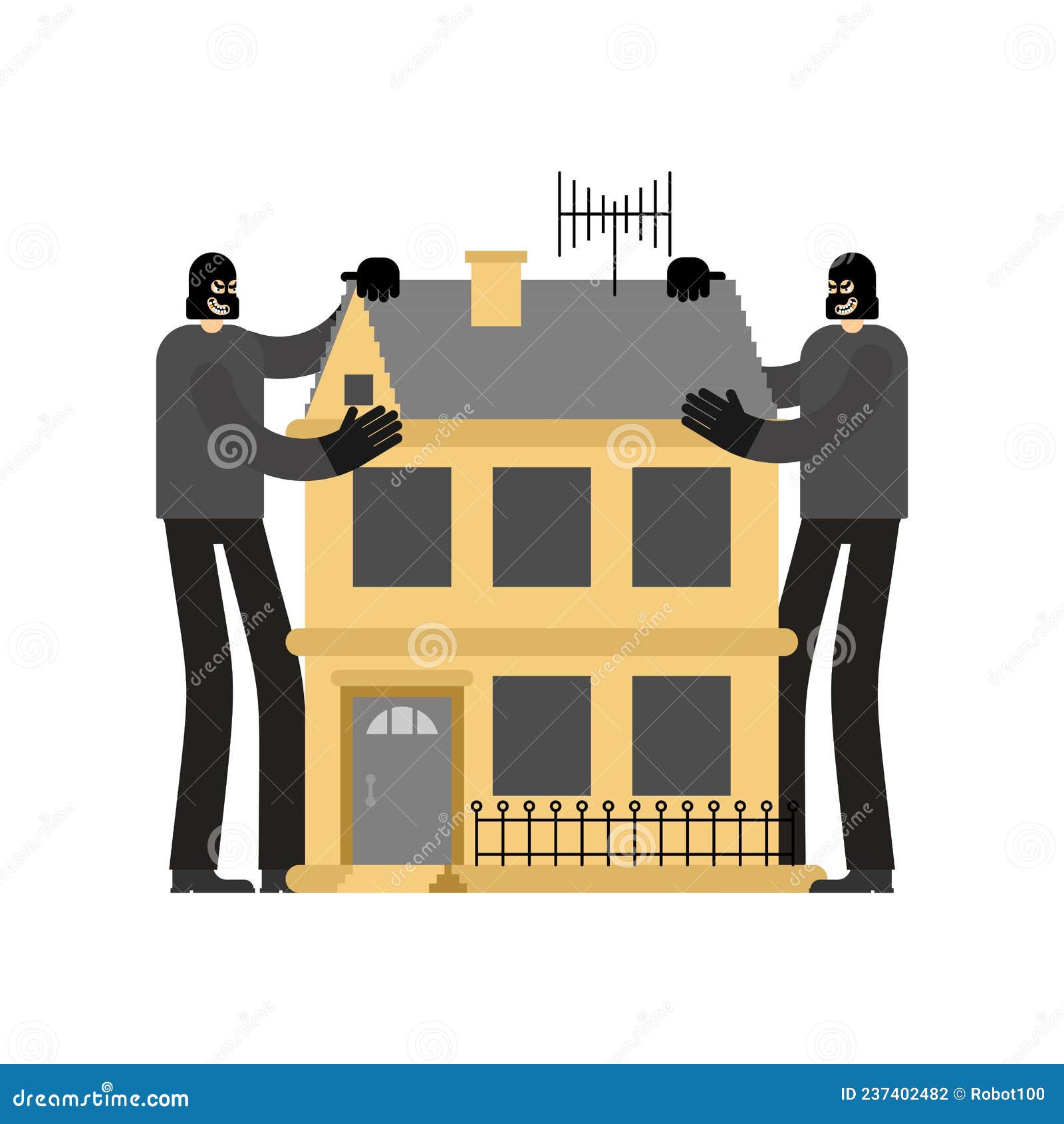 Thief Stolen House. Criminal Stole Home Stock Vector - Illustration of ...