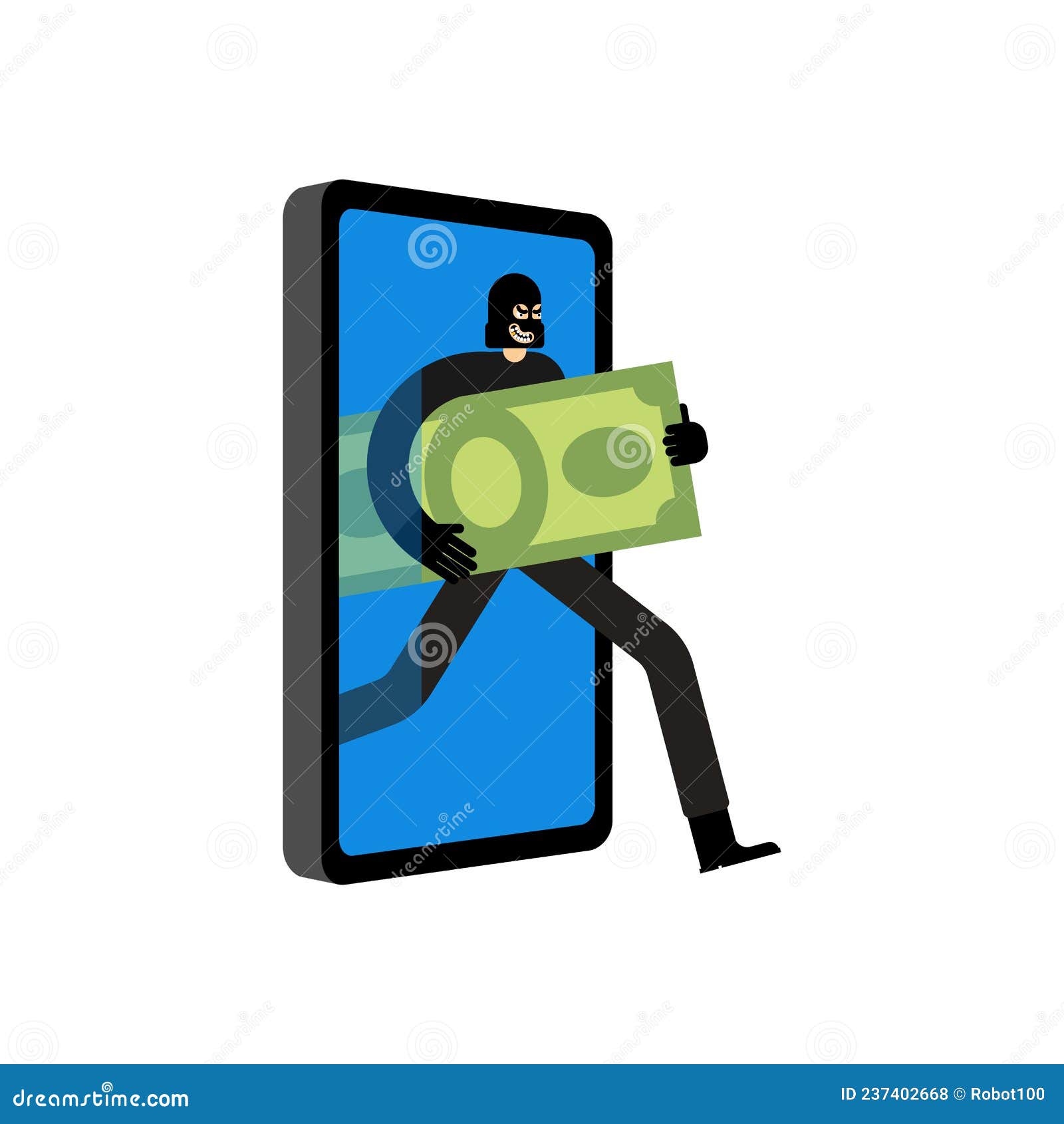 Thief Stolen Money from Phone. Phone Scammers Stock Vector ...