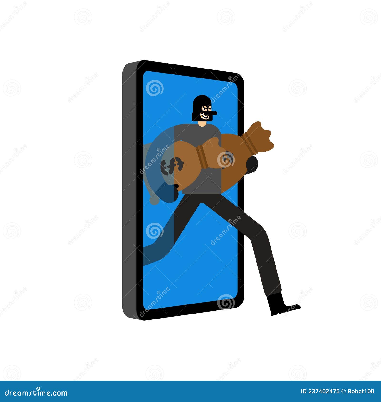 Thief Stolen Money from Phone. Vector Illustration Stock Vector ...