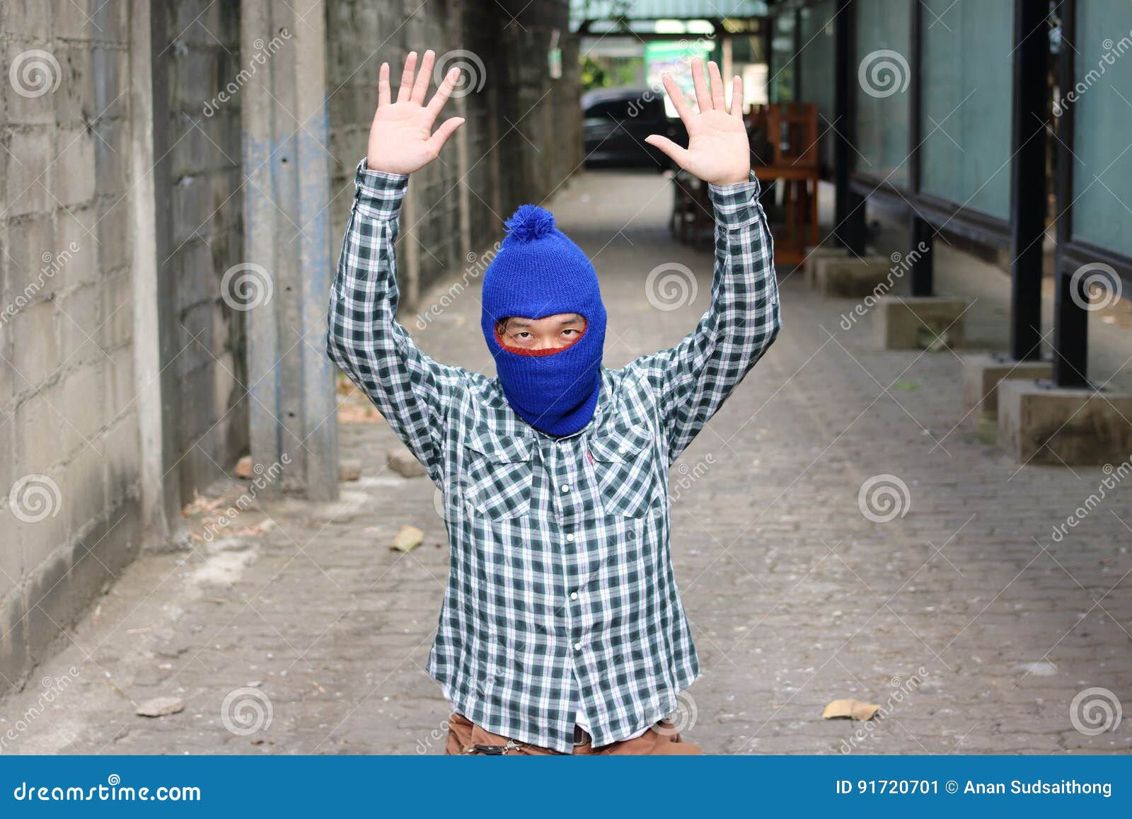 Thief Stop and Put Hands Up. Catch Burglar Concept Stock Image - Image ...