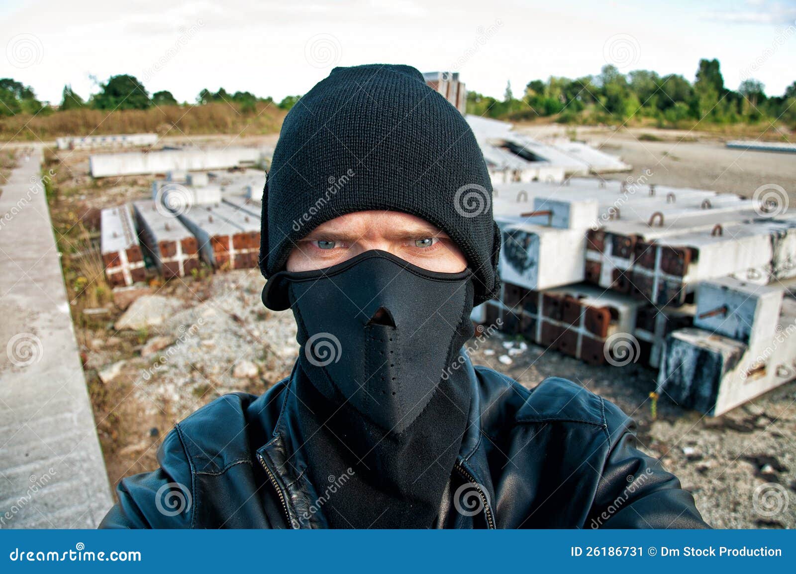 Thief Takes Off Security Camera Stock Image - Image of balaclava ...