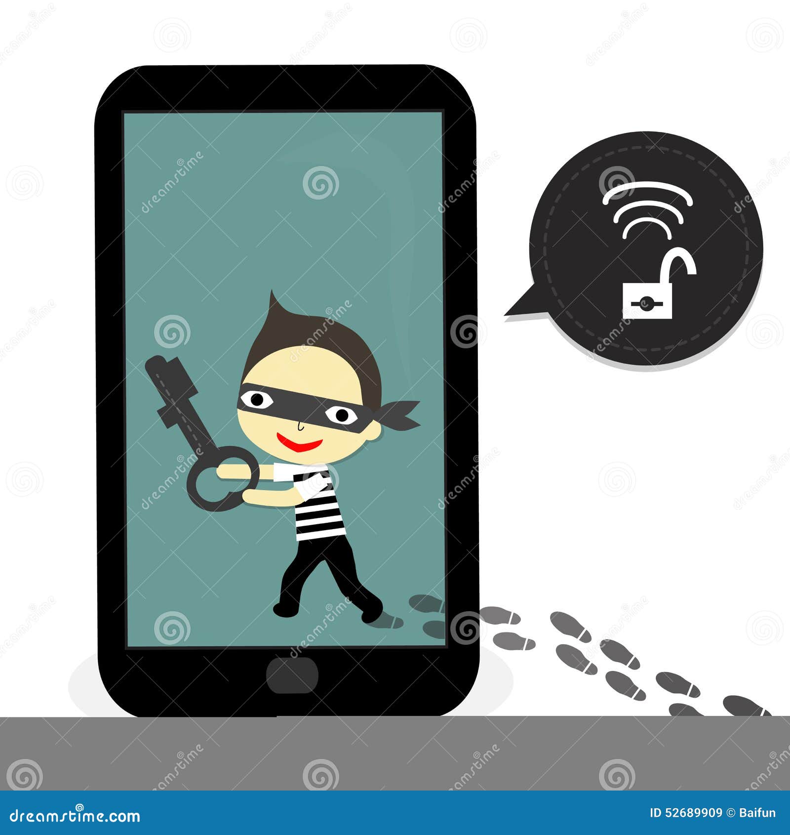 Thief unlock mobile stock vector. Illustration of eps10 - 52689909