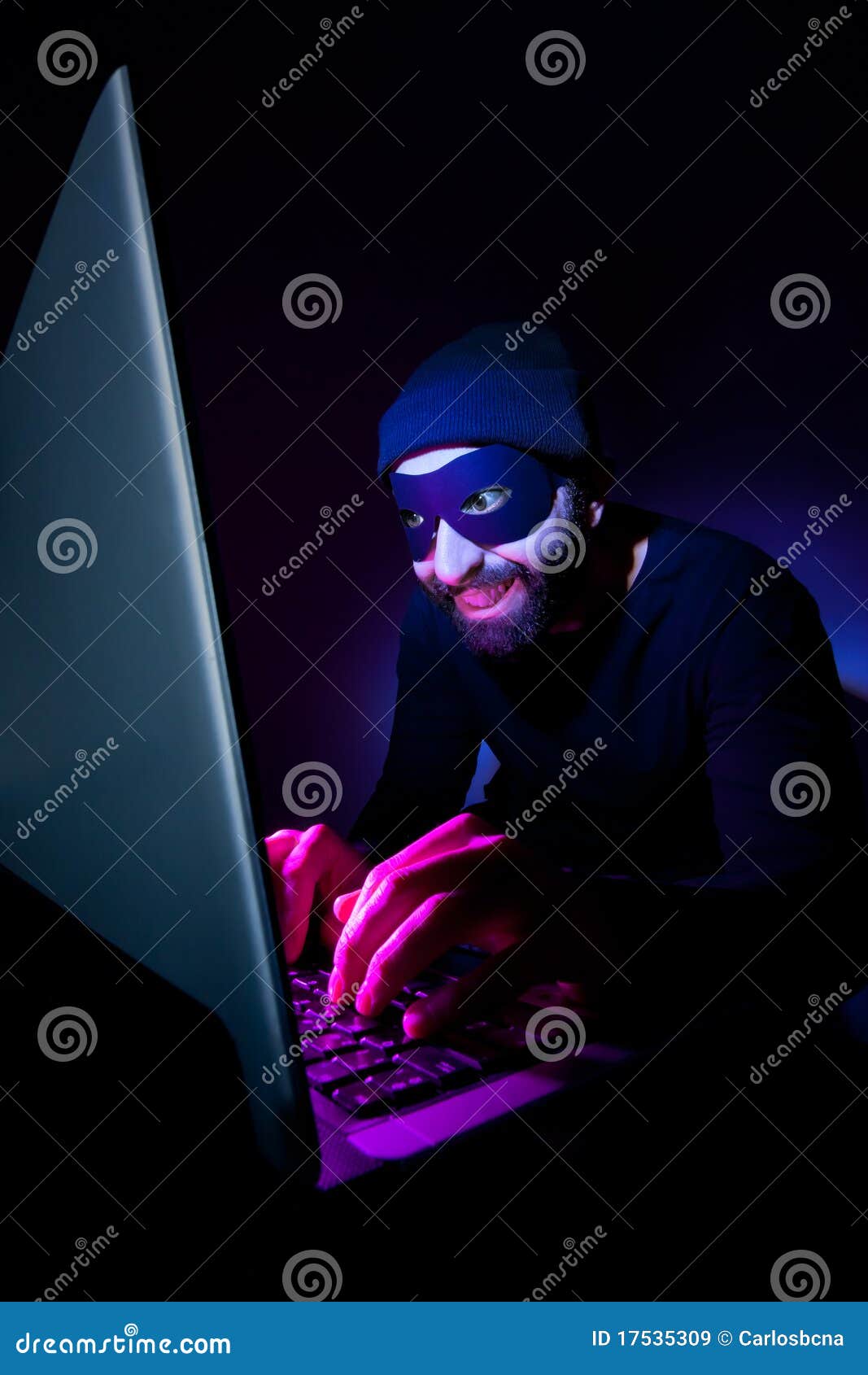 Thief Using Computer To Steal Stock Image - Image of swindle, keyboard ...