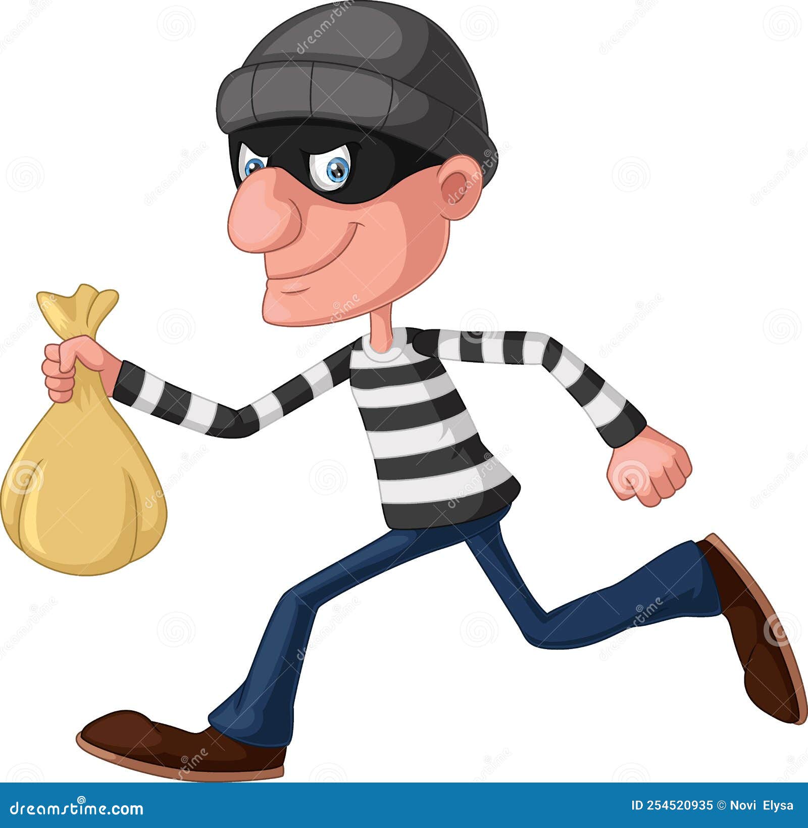 Cute Thief Cartoon Carrying a Bag of Money Stock Vector - Illustration ...