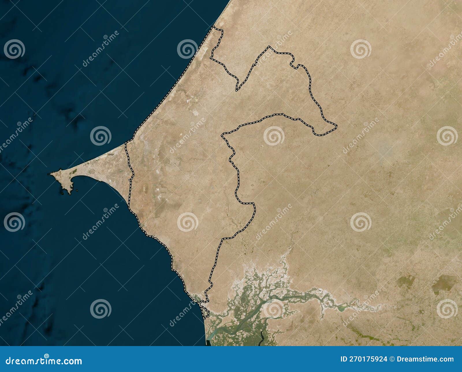 Thies, Senegal. Low-res Satellite. No Legend Stock Illustration ...