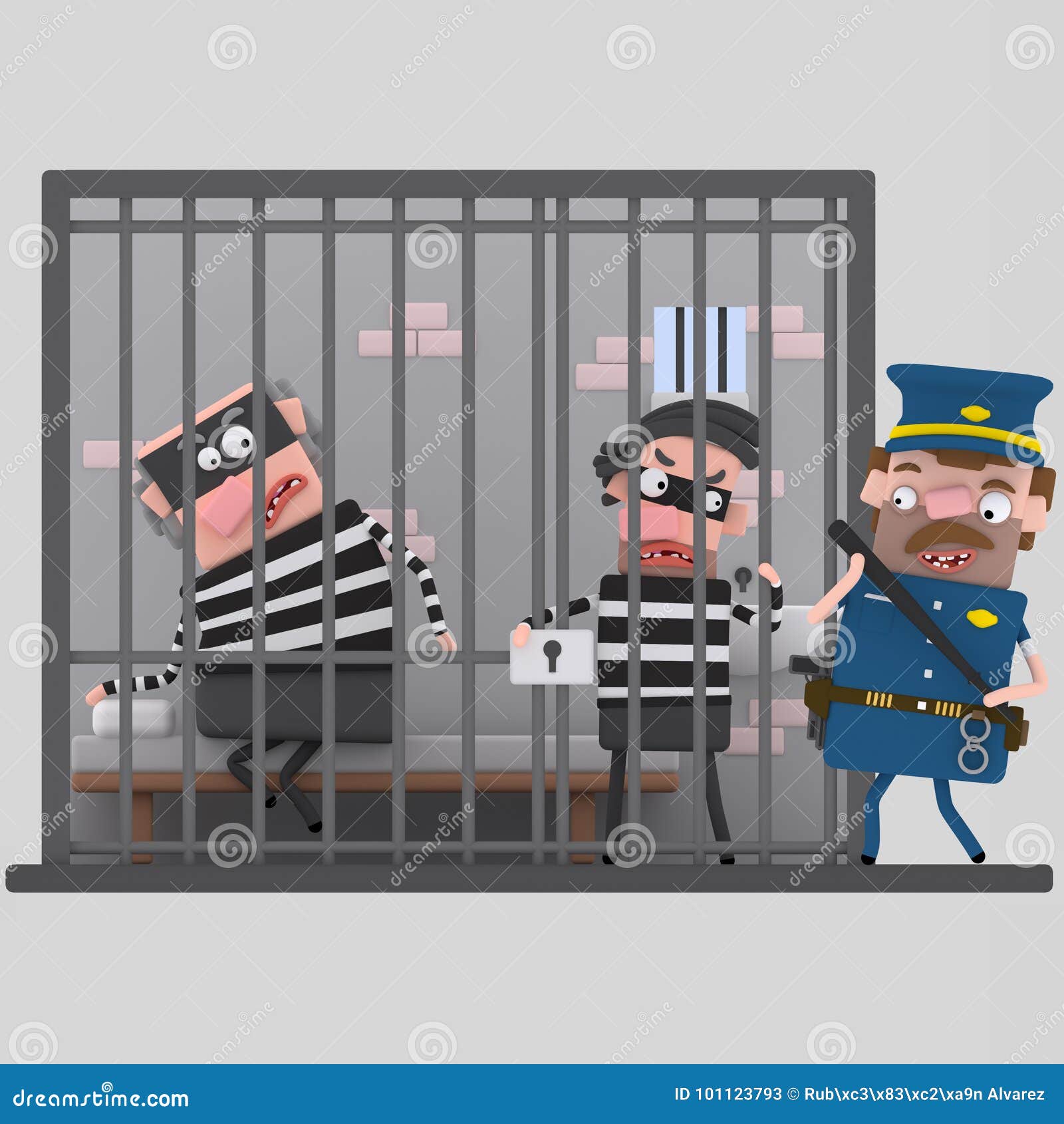 Thieves Arrested in Prison.3D Stock Illustration - Illustration of ...