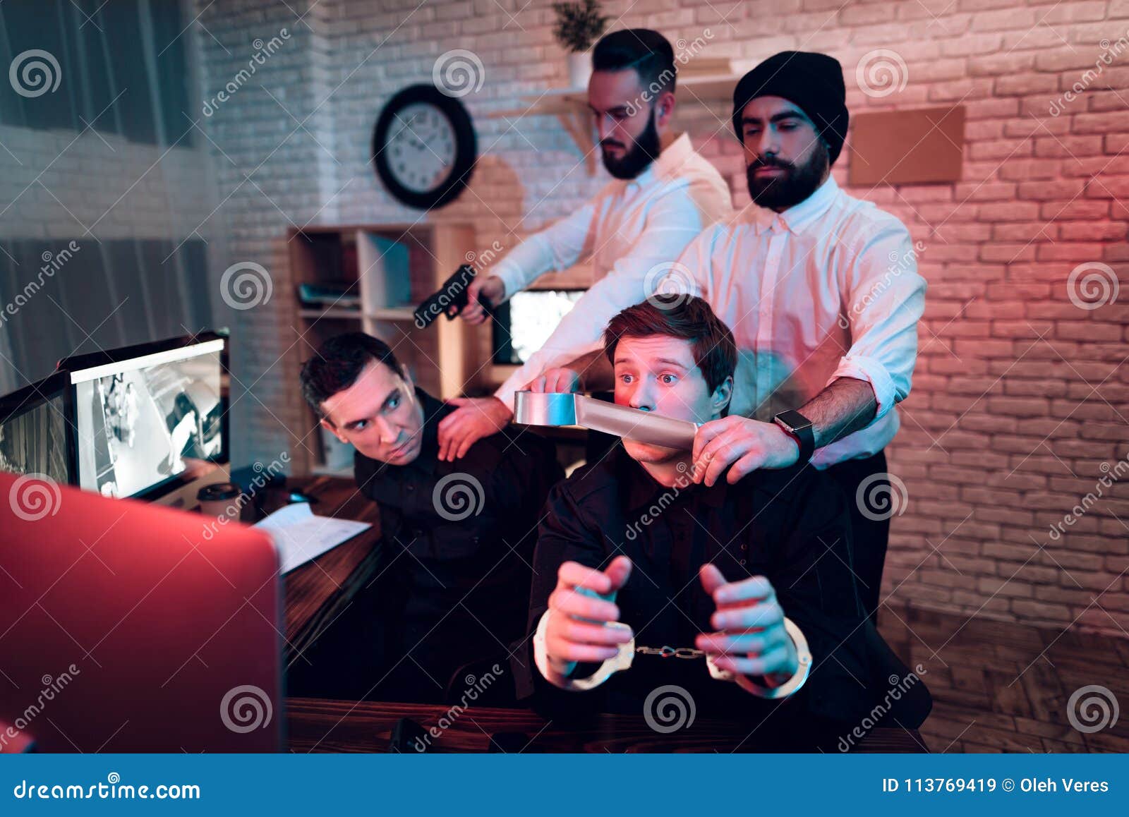 The Thieves Attacked the Guards in the Security Room. Stock Image ...