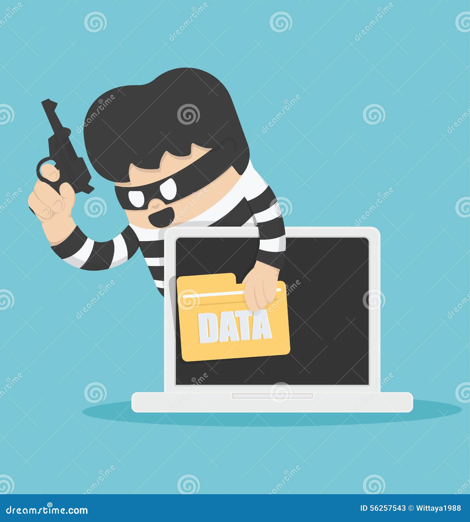 Thieves Stole Computer Data Stock Vector - Illustration of stolen, data ...